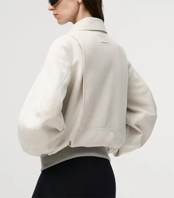 Loewe Leather-blend Bomber Jacket - Grey