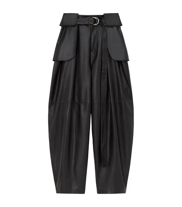Loewe Leather Cargo Trousers - Black