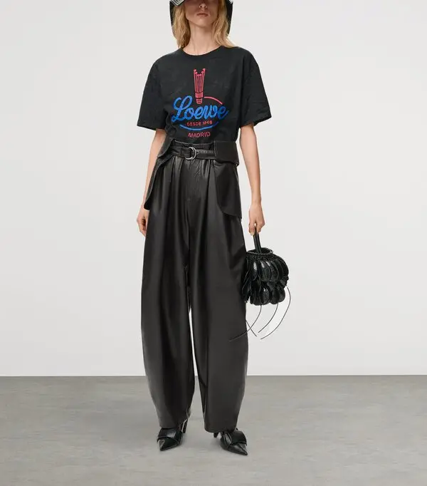 Loewe Leather Cargo Trousers - Black