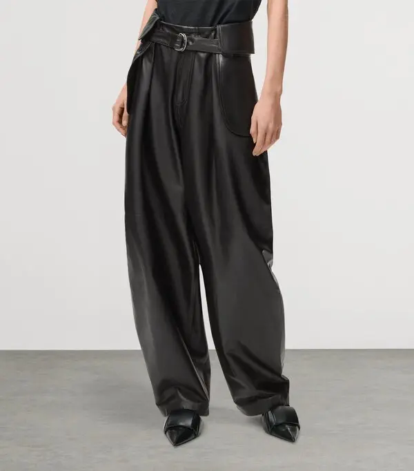 Loewe Leather Cargo Trousers - Black