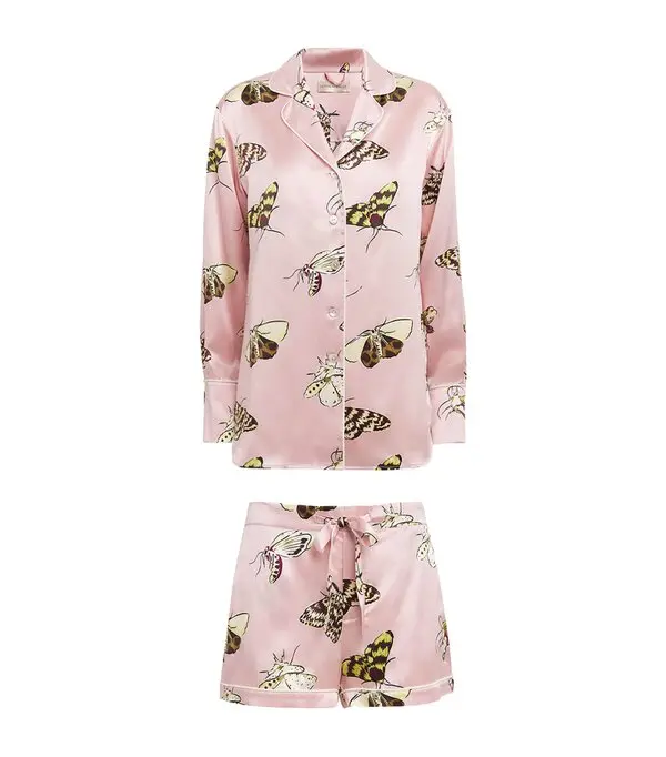 Olivia Von Halle Silk Moth Alba Elda Pyjama Set - Pink