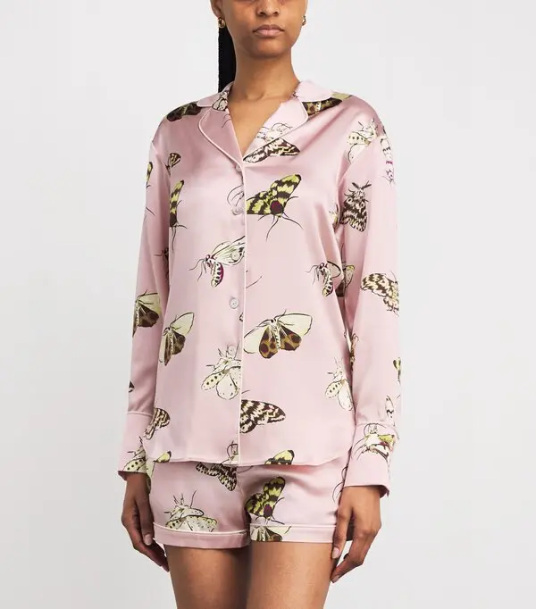 Olivia Von Halle Silk Moth Alba Elda Pyjama Set - Pink