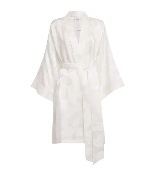 Olivia Von Halle Silk Jacquard Mimi Robe - White