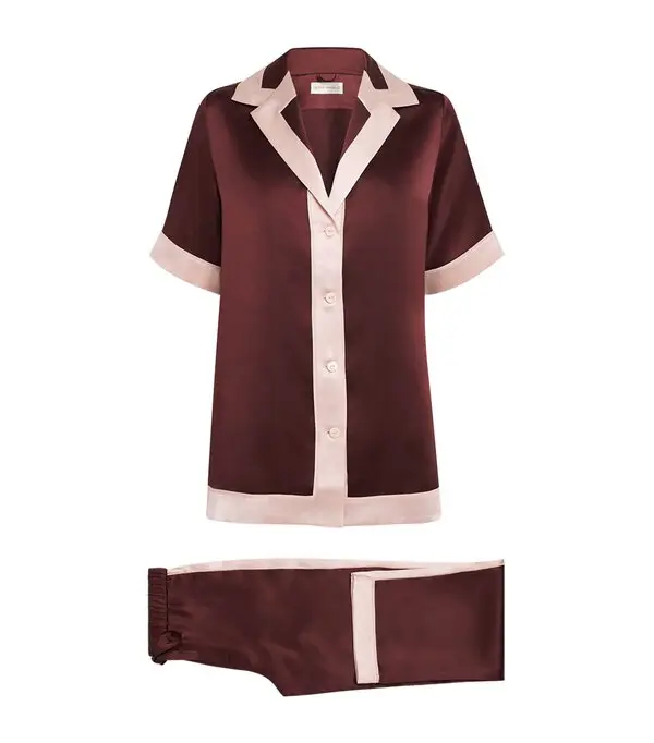 Olivia Von Halle Silk Tilda Pyjama Set - Burgundy