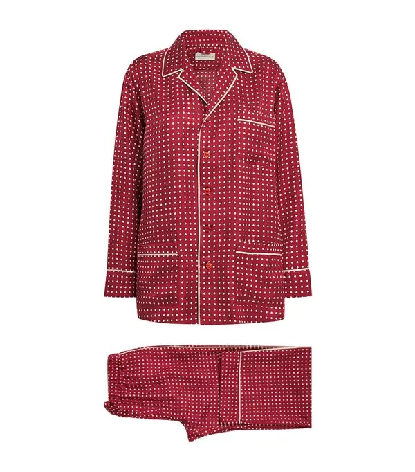 Olivia Von Halle Silk Yves Pyjama Set - Red