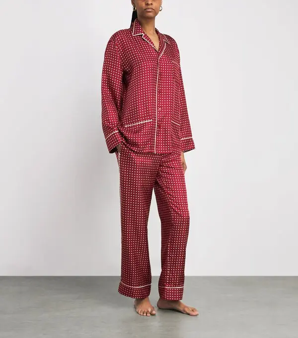 Olivia Von Halle Silk Yves Pyjama Set - Red