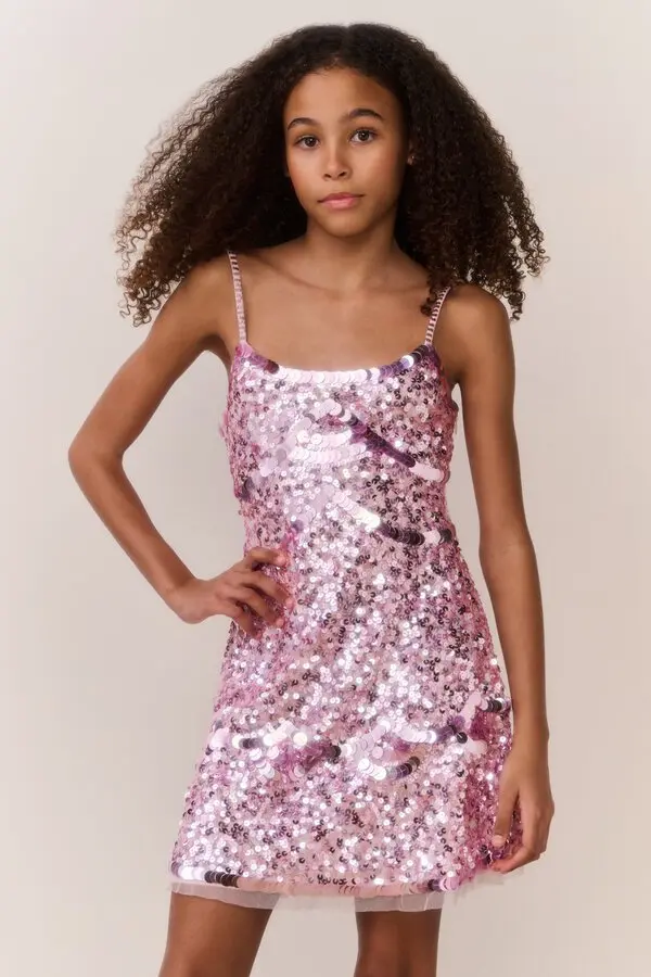 LoveShackFancy Liria Sequin Mini Dress - Light Pink