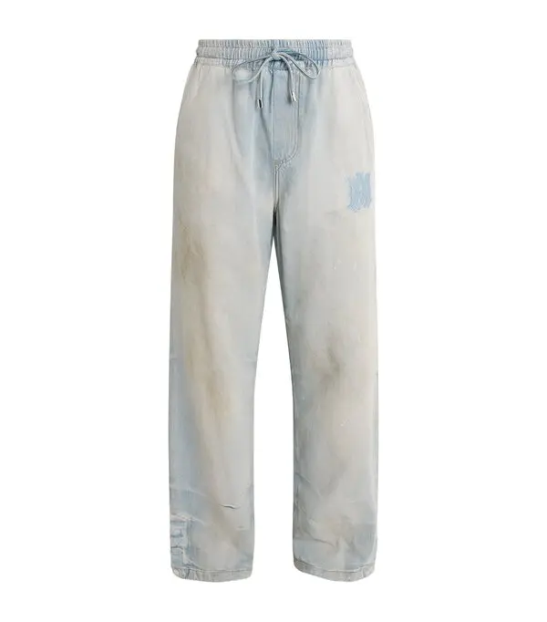 Amiri Denim Drawstring Wide-leg Trousers - Blue