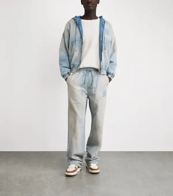 Amiri Denim Drawstring Wide-leg Trousers - Blue
