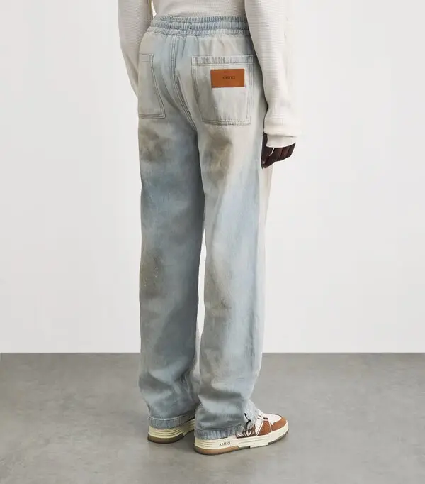 Amiri Denim Drawstring Wide-leg Trousers - Blue