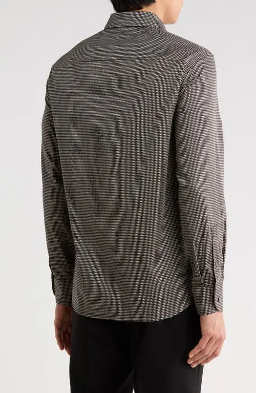 Emporio Armani Bird's Eye Stretch Button-up Shirt - Solid Black