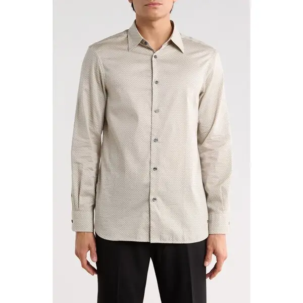 Emporio Armani Weave Pattern Stretch Button-up Shirt