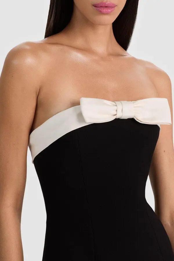 Alice + Olivia Katya Sculpted Bow Romper - Black