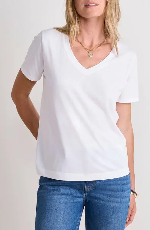 Vineyard Vines V-neck Supima Cotton T-shirt - White Cap