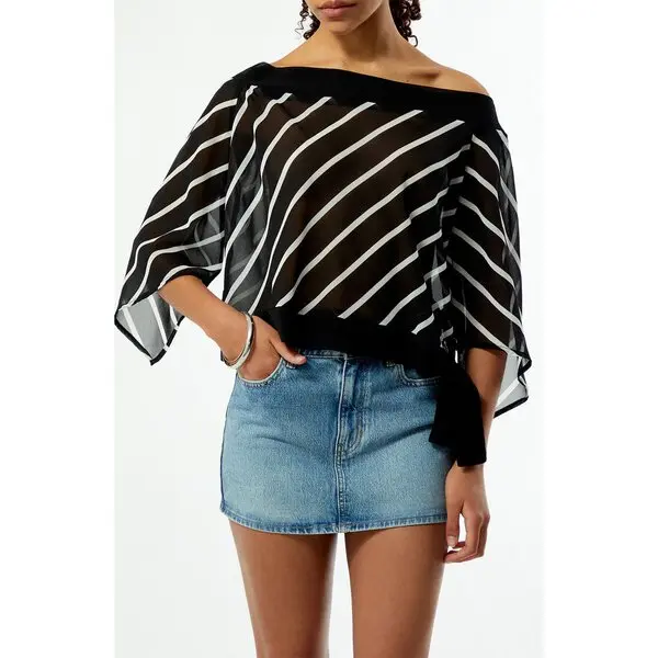 PACSUN Striped One-shoulder Top