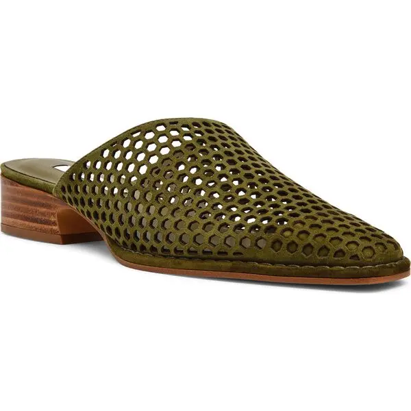 Steve Madden Dessa Perforated Mule - Olive Suede