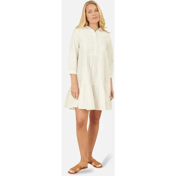 YUMI Cotton Flower Tunic Dress - White