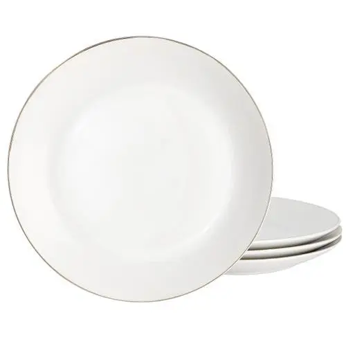 GIBSON HOME Ogalla 4 Piece Fine Ceramic 10.5 Inch Dinner Plate Set - Gold