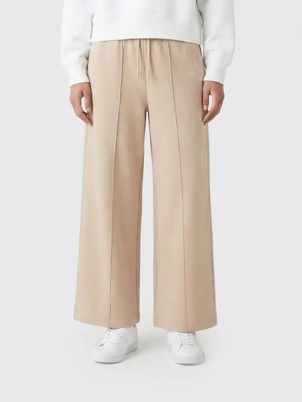 Lacoste Cotton Blend Wide Leg Pants - Beige