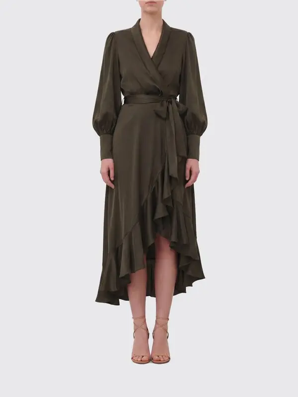 Zimmermann Silk Midi Wrap Dress - Green