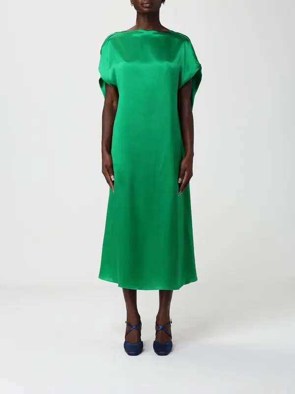 Dries Van Noten Satin Midi Dress - Green