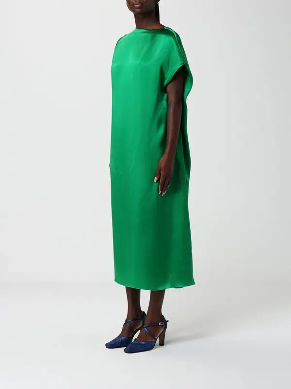 Dries Van Noten Satin Midi Dress - Green