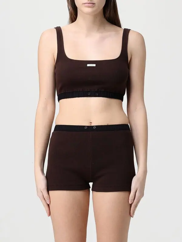 ENTIRE STUDIOS Ribbed Knit Cropped Top - Red