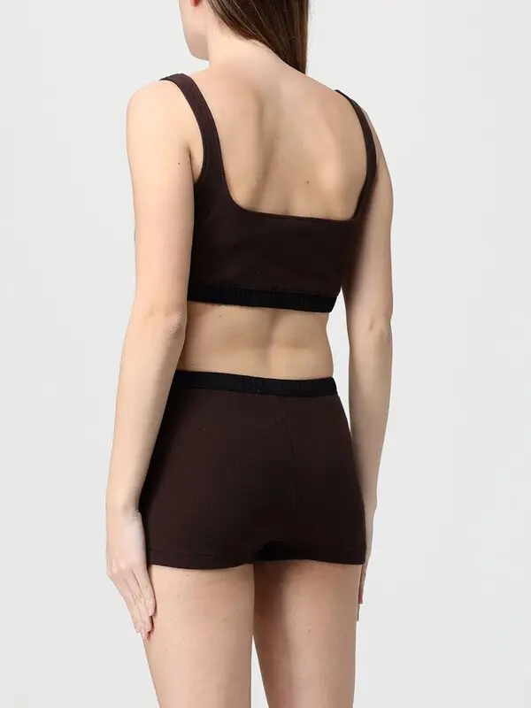 ENTIRE STUDIOS Ribbed Knit Cropped Top - Red