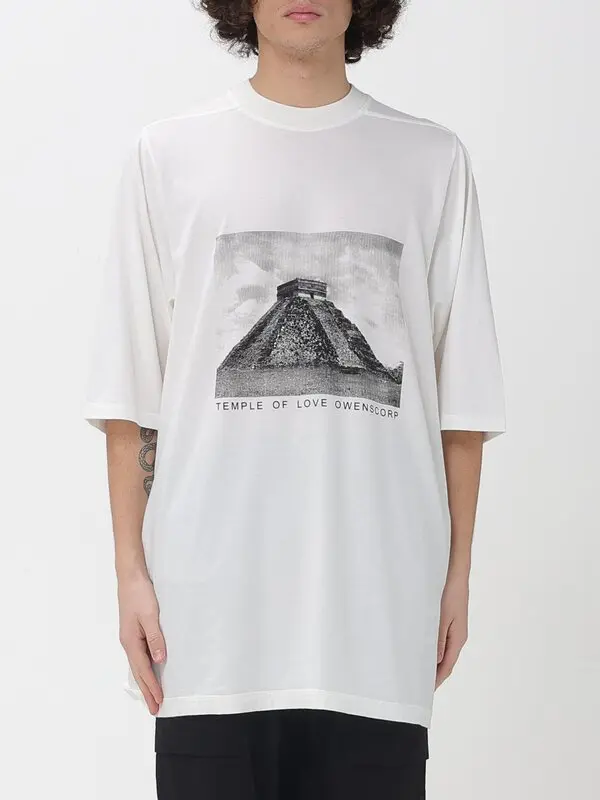Rick Owens Printed Cotton Oversized T-shirt - Milk