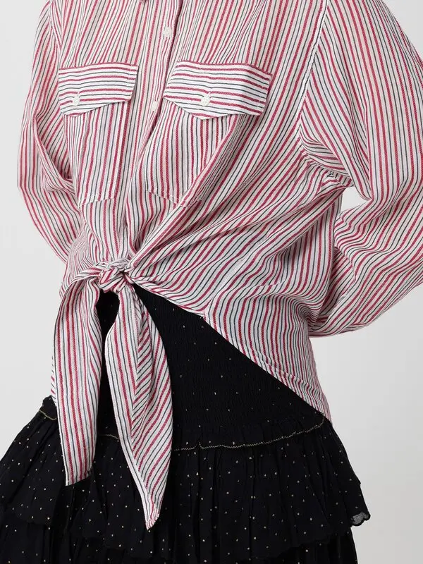 Isabel Marant Étoile Striped Shirt With Front Tie Detail - Beige