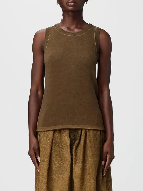 UMA WANG Ribbed Washed Jersey Sleeveless Top - Yellow