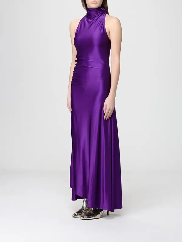 Rabanne Halterneck Metallic Jersey Dress