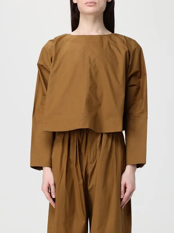 Soeur Cotton Cropped Top - Brown