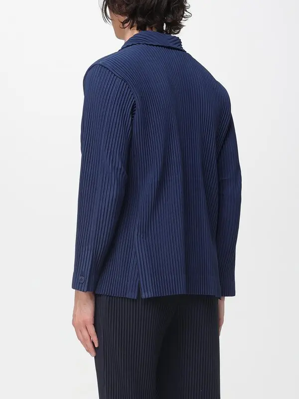Issey Miyake Homme Plissé Double-breasted Pleated Blazer - Blue