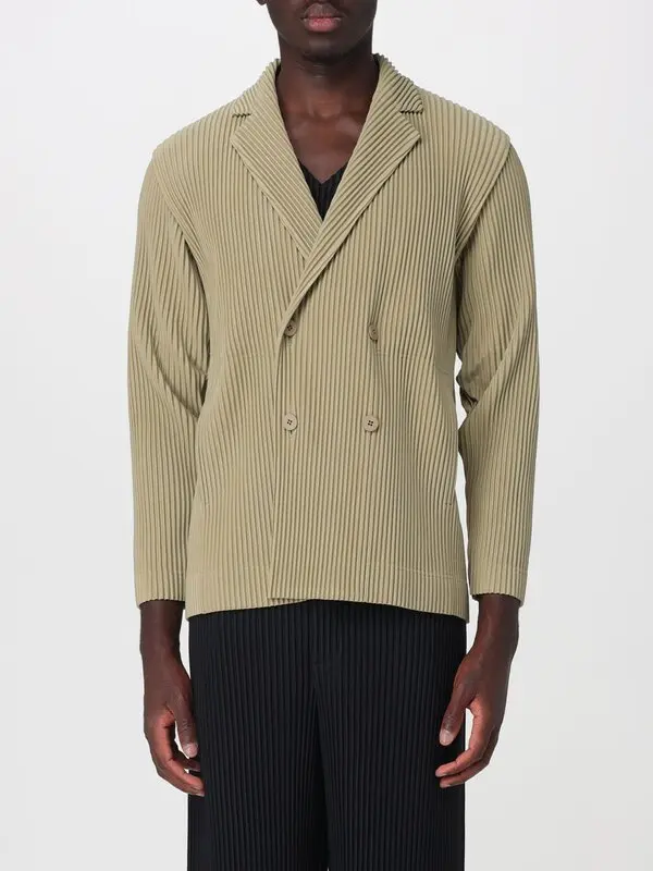 Issey Miyake Homme Plissé Double-breasted Pleated Blazer - Green