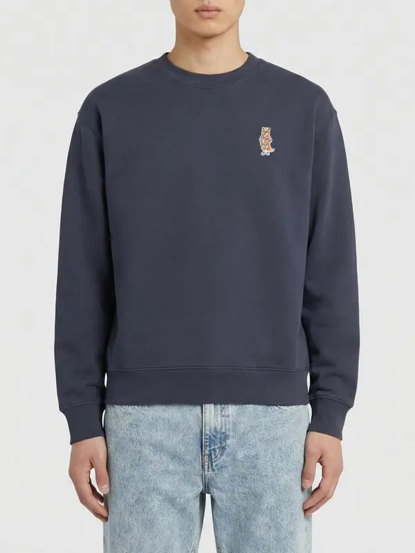 Maison Kitsuné Crewneck Sweatshirt With Embroidered Logo - Blue