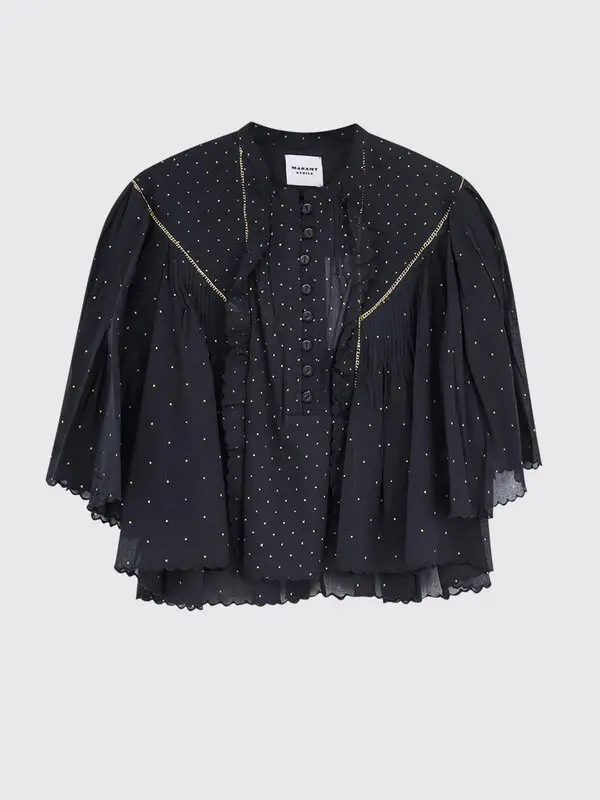 Isabel Marant Étoile Polka Dot Cotton Top With Pussybow Collar