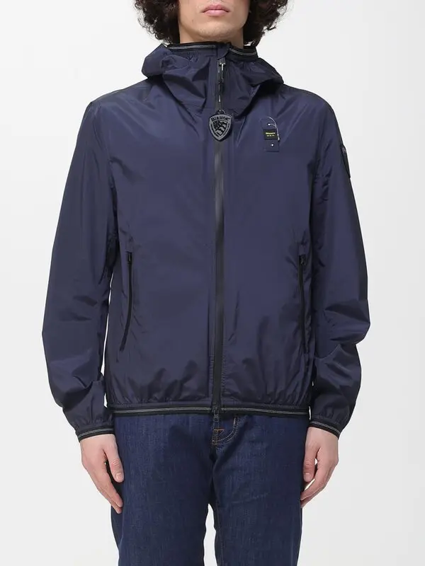 BLAUER. Hooded Polyester Windbreaker Jacket - Blue