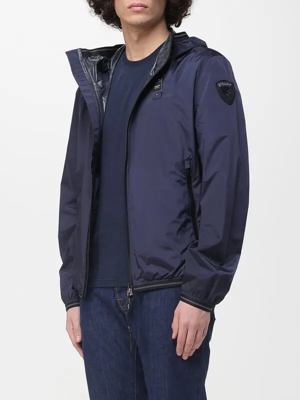 BLAUER. Hooded Polyester Windbreaker Jacket - Blue