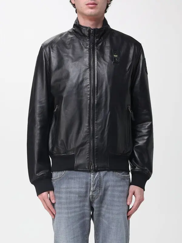 BLAUER. Leather Bomber Jacket - Black