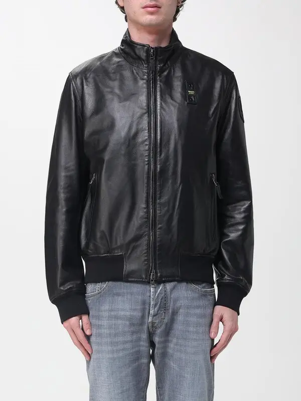 BLAUER. Leather Bomber Jacket - Black
