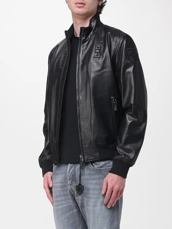 BLAUER. Leather Bomber Jacket