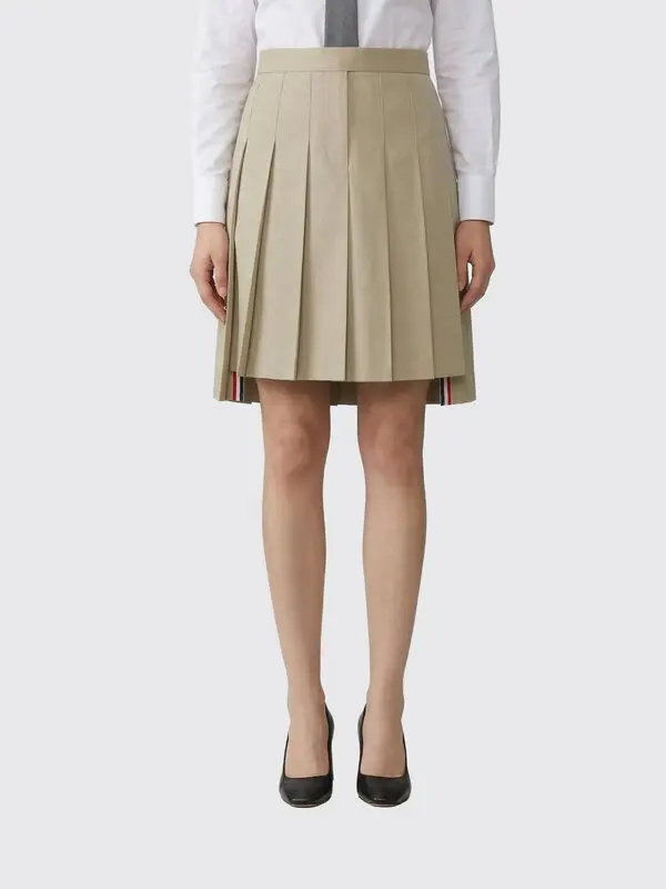 Thom Browne Cotton Pleated Mini Skirt - Beige