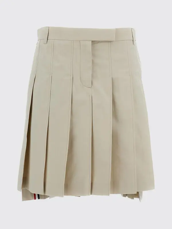 Thom Browne Cotton Pleated Mini Skirt - Beige