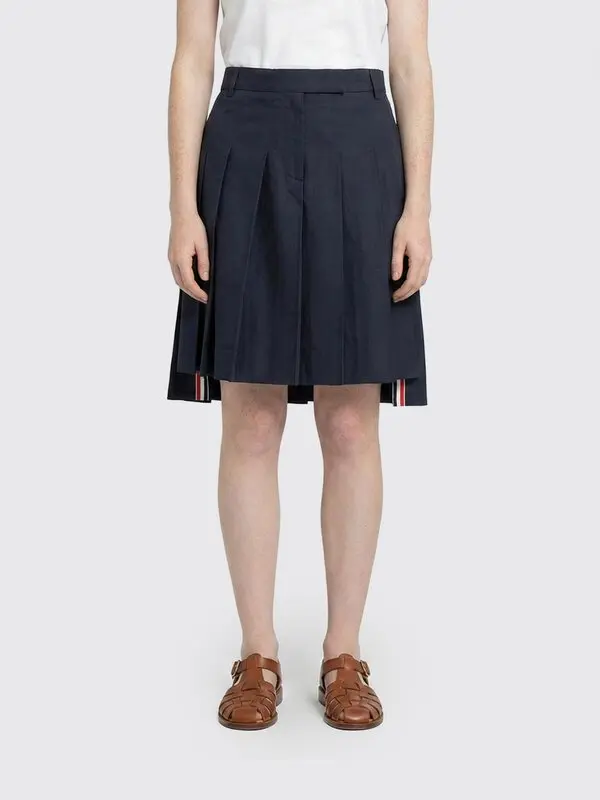 Thom Browne Cotton Pleated Mini Skirt - Blue