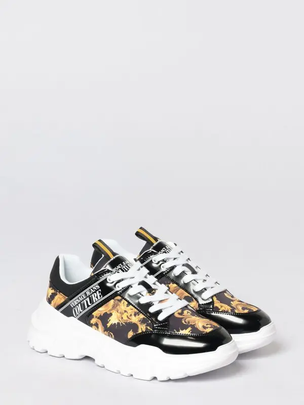 Versace Baroque Print Nylon Low Top Sneakers - Black