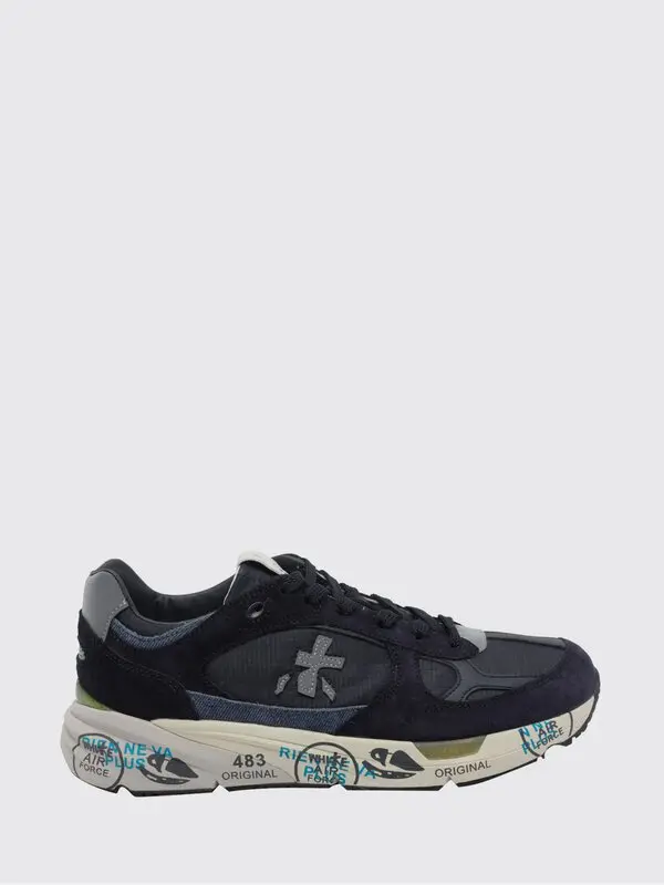Premiata Mase Suede And Mesh Sneakers - Blue 1