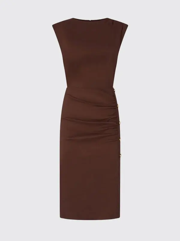 Pinko Ruched Button Detailed Midi Dress - Brown