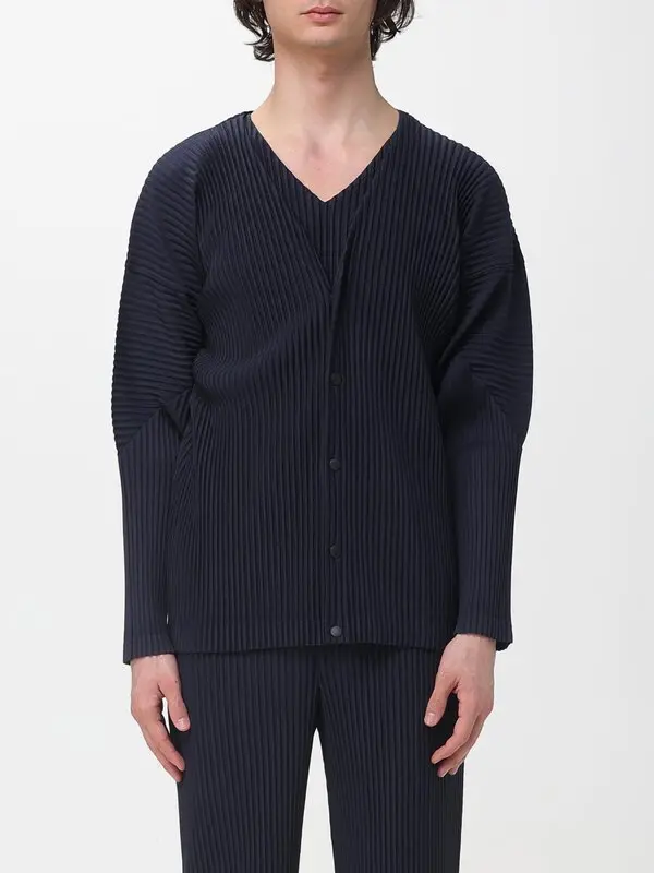 Issey Miyake Pleated V-neck Cardigan - Blue