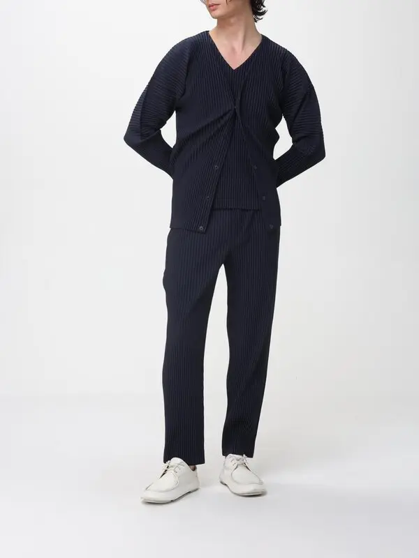 Issey Miyake Pleated V-neck Cardigan - Blue